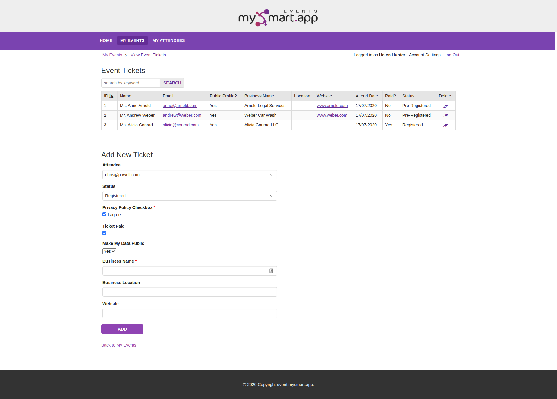Events App - MySmart.App